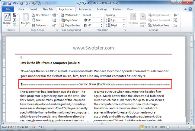 Lesson 30 Formatting Paragraphs And Pages 6 Swotster