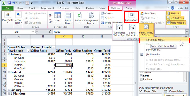 Pivot Tables Excel 2010 Calculated Fields Cabinets Matttroy